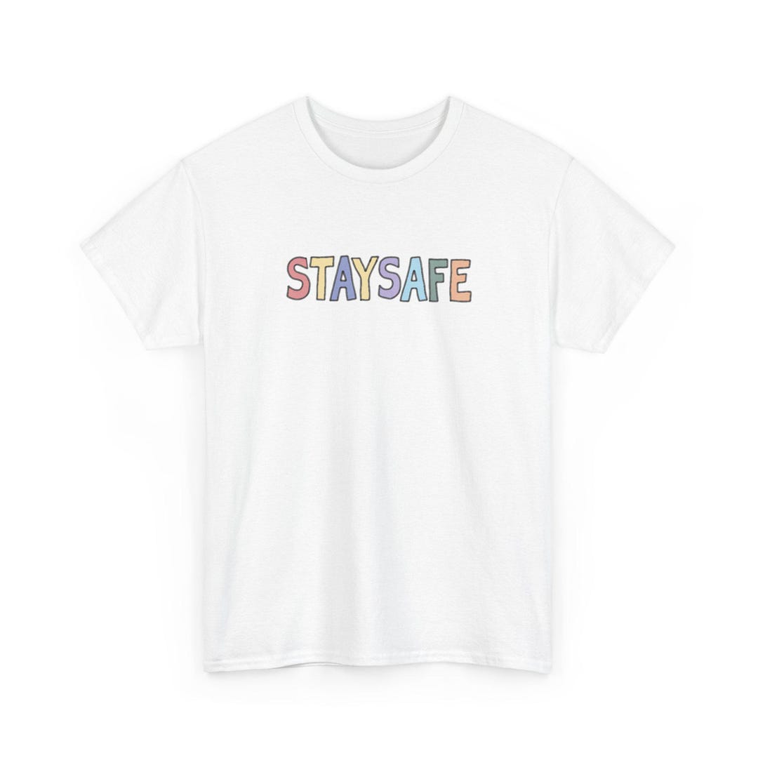 Stay Safe Pastel Block Letters Tee - Etsy
