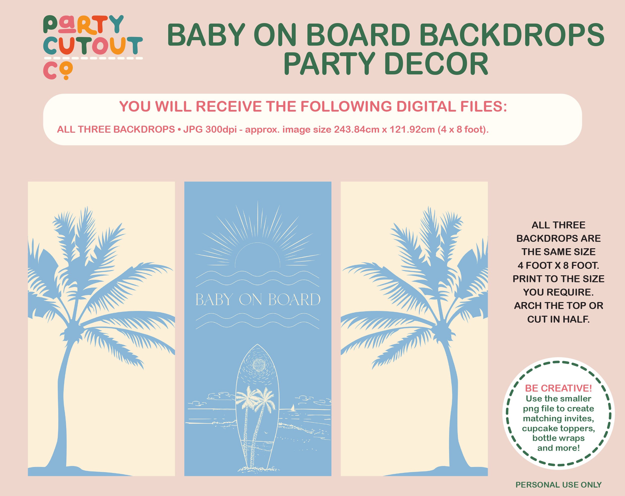 BIG BACKDROPS Beach Theme Baby Shower Boy Boho Baby Shower Party Decor ...