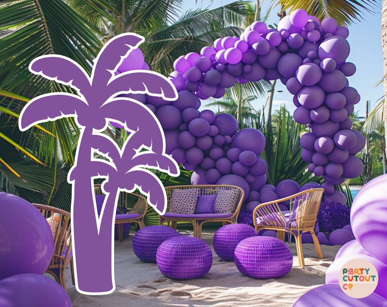 BIG CUTOUT Purple Palm Tree Beach Party Hippie Birthday Party 70s Party ...