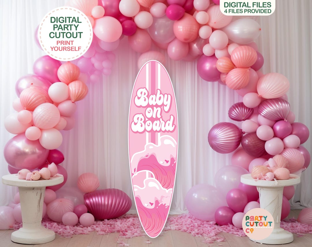 BIG CUTOUT Baby on Board Surfboard Prop Beach Party Surf Party Ocean ...