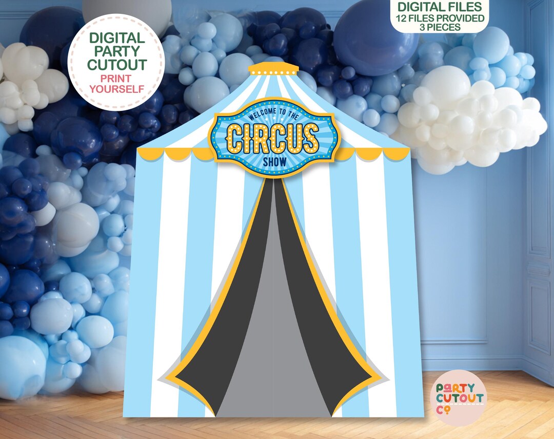 BIG CUTOUT Blue Circus Tent Backdrop Circus Party Big Top Prop Stand up ...