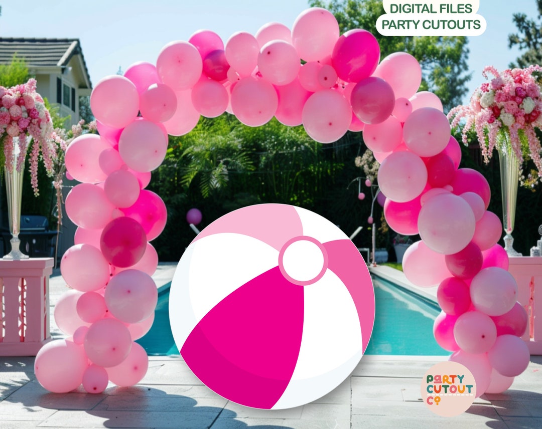 BIG CUTOUT Pink Beach Ball Cutout Beach Party Pool Birthday Party ...