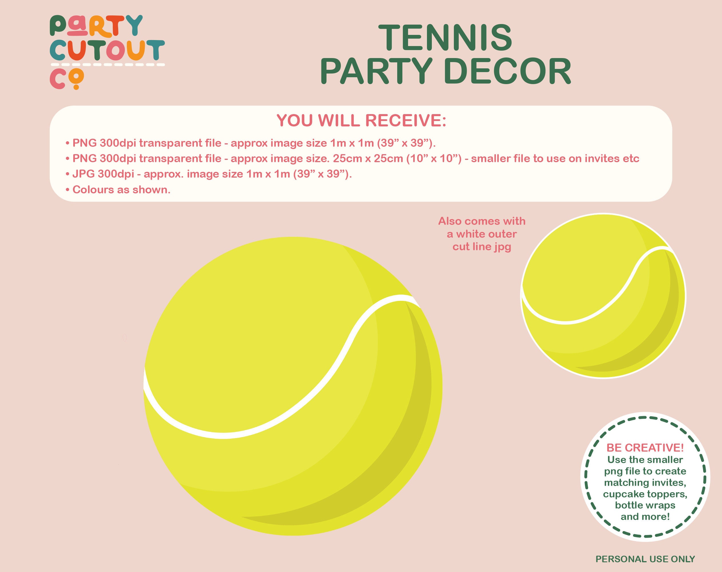 BIG CUTOUT Tennis Party Tennis Decorations Tennis Ball Cutout Tennis ...