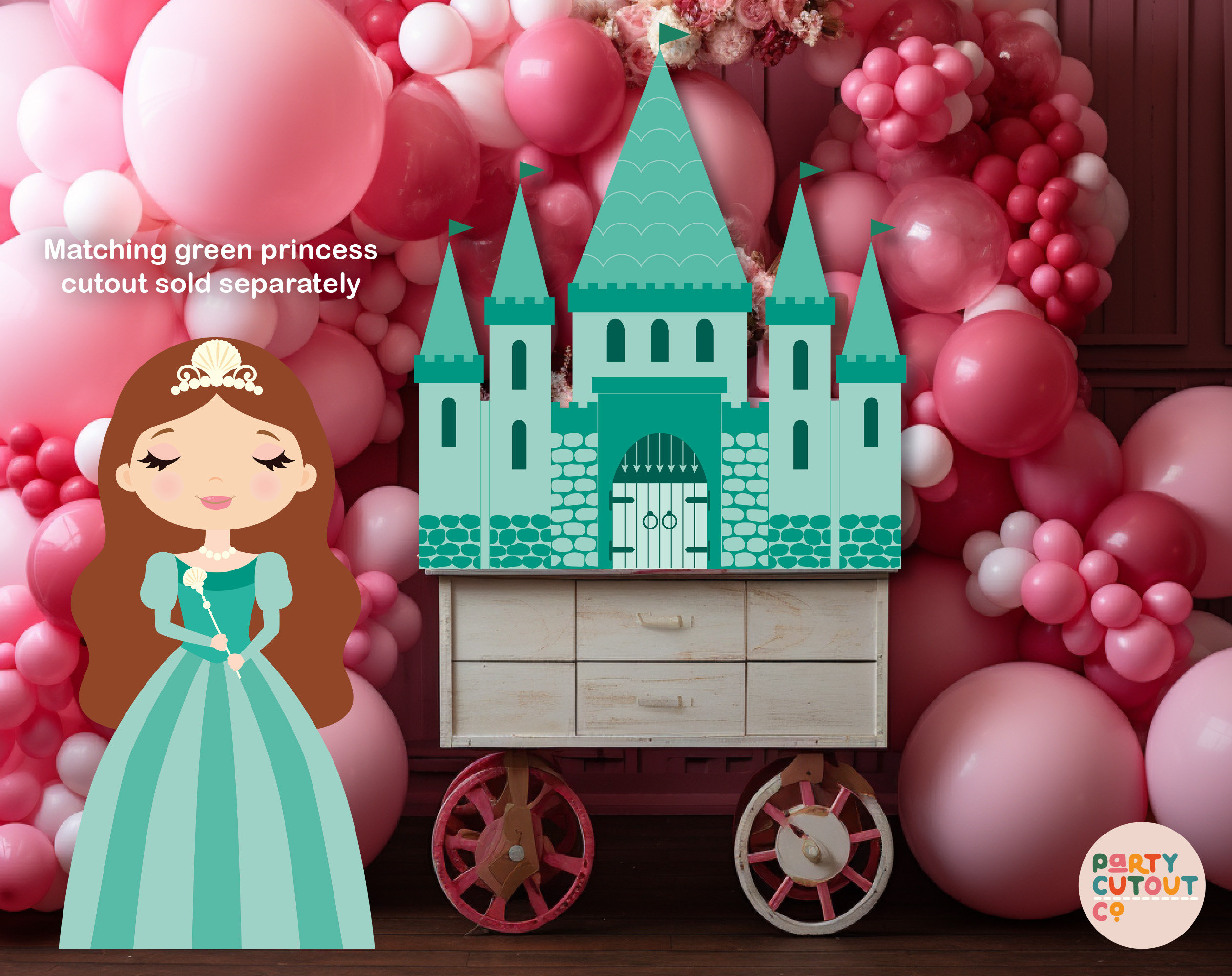 BIG CUTOUT, Princess Castle Cutout, Princess Party, Green Princess ...