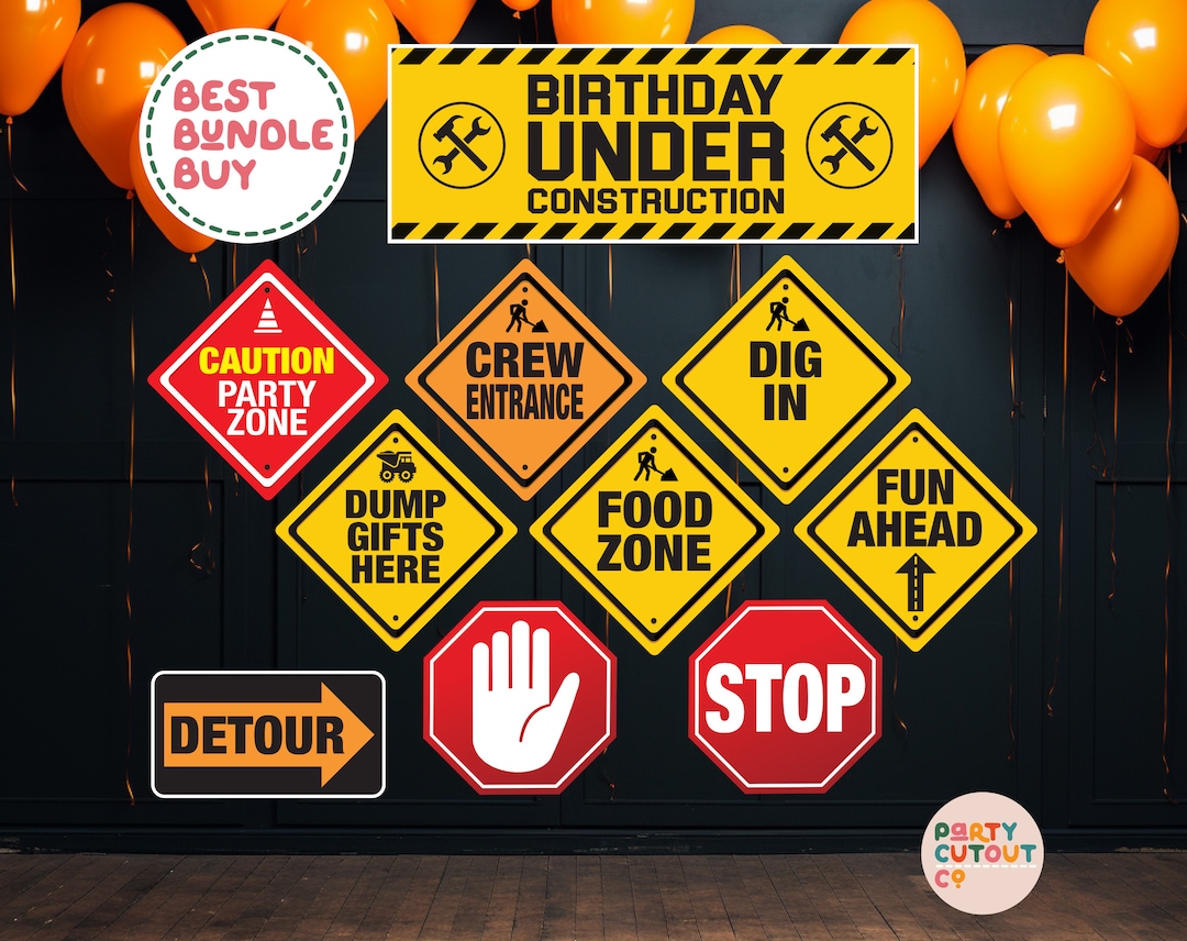 BIG CUTOUT SIGN Construction Signs Construction Party Sign Truck Prop ...