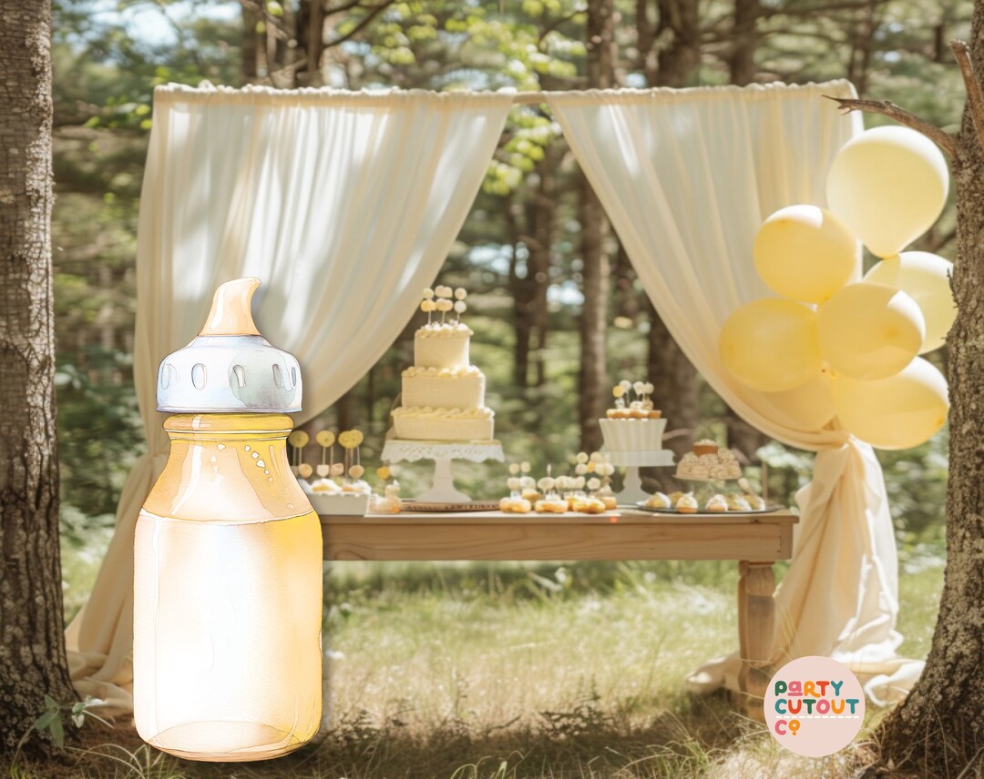 BIG CUTOUT Baby Shower Party Decoration Yellow Baby Bottle Yellow Lemon ...