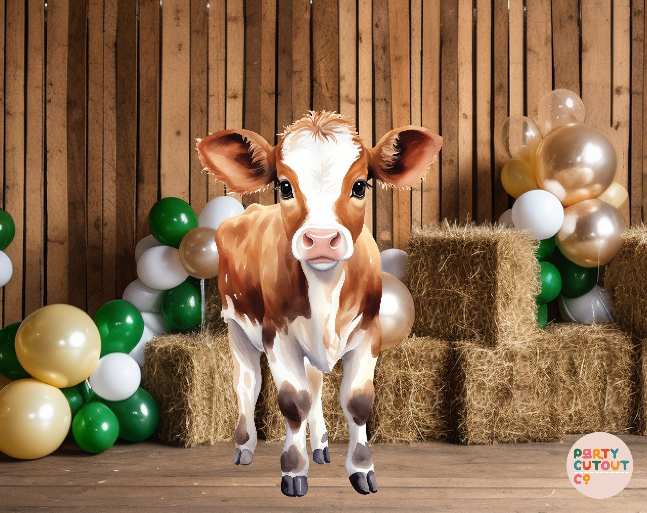 BIG CUTOUT Adorable Cow Animal Decoration Farm Theme Props Baby Calf ...