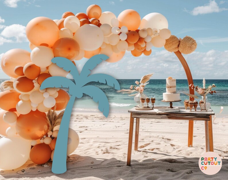 BIG CUTOUT Teal Palm Tree Cutout Beach Party Boho Baby Shower Ideas ...