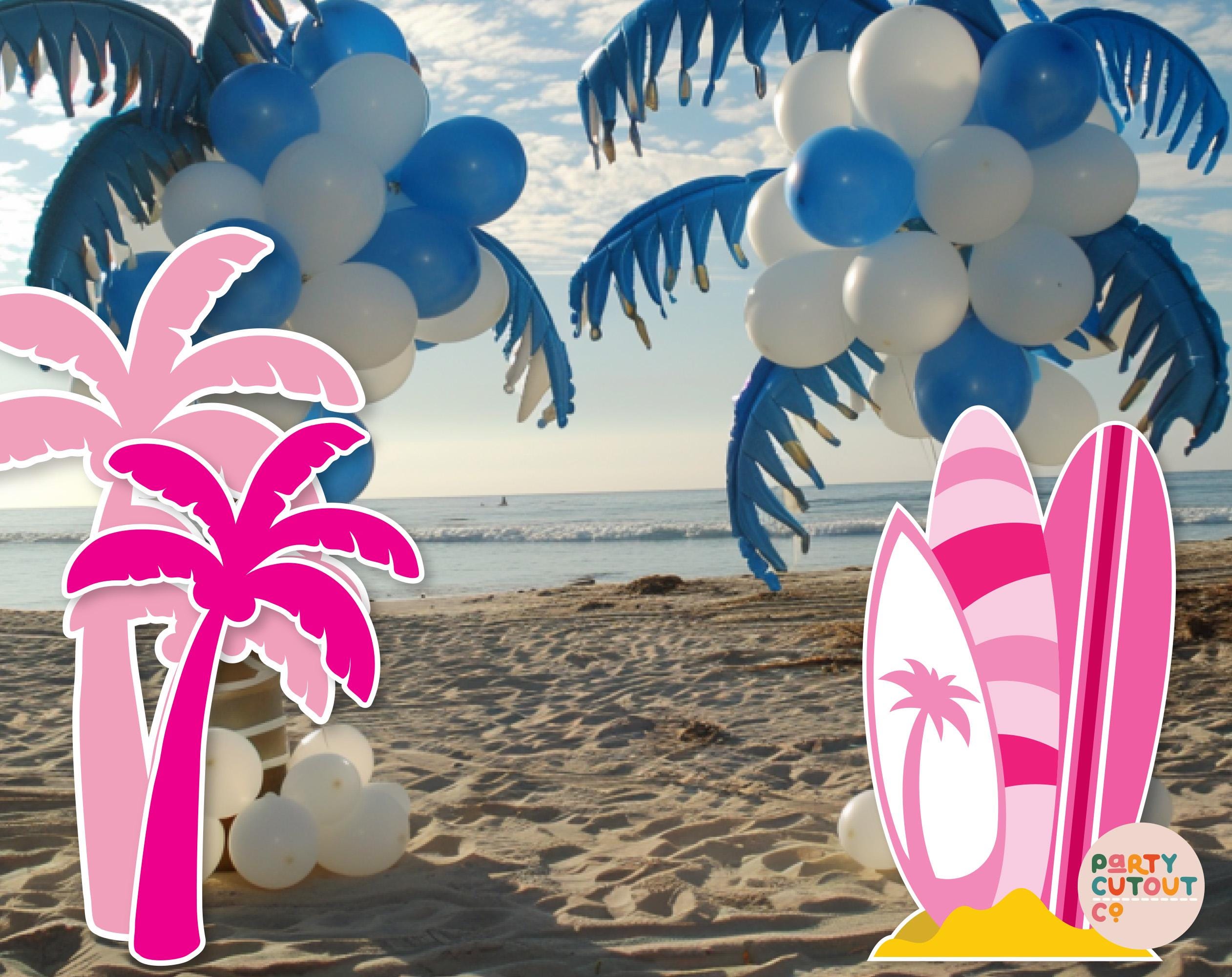 BIG CUTOUT Pink Beach Party Pink Surfboard Surf Birthday Party Pool ...