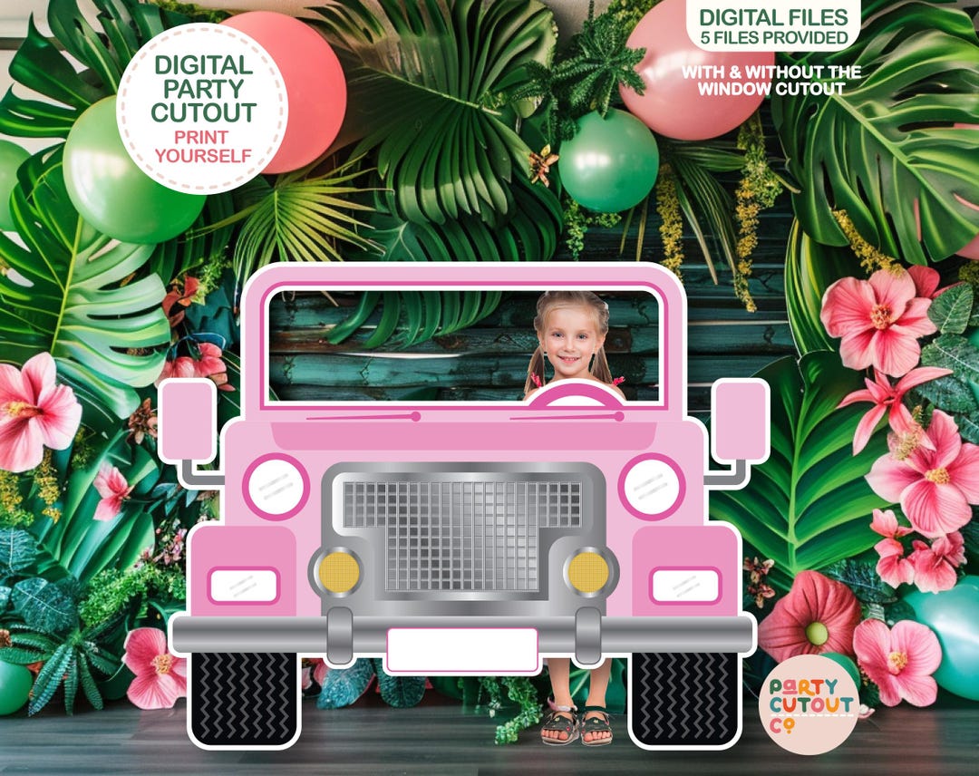 BIG CUTOUT Pink Safari Car Cutout Pink Truck Car Photo Prop Car Prop ...
