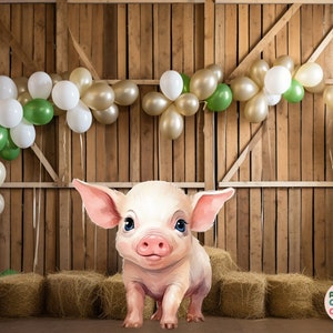 BIG CUTOUT Pig Animal Decorations Farm Theme Props Pink Pig Prop ...