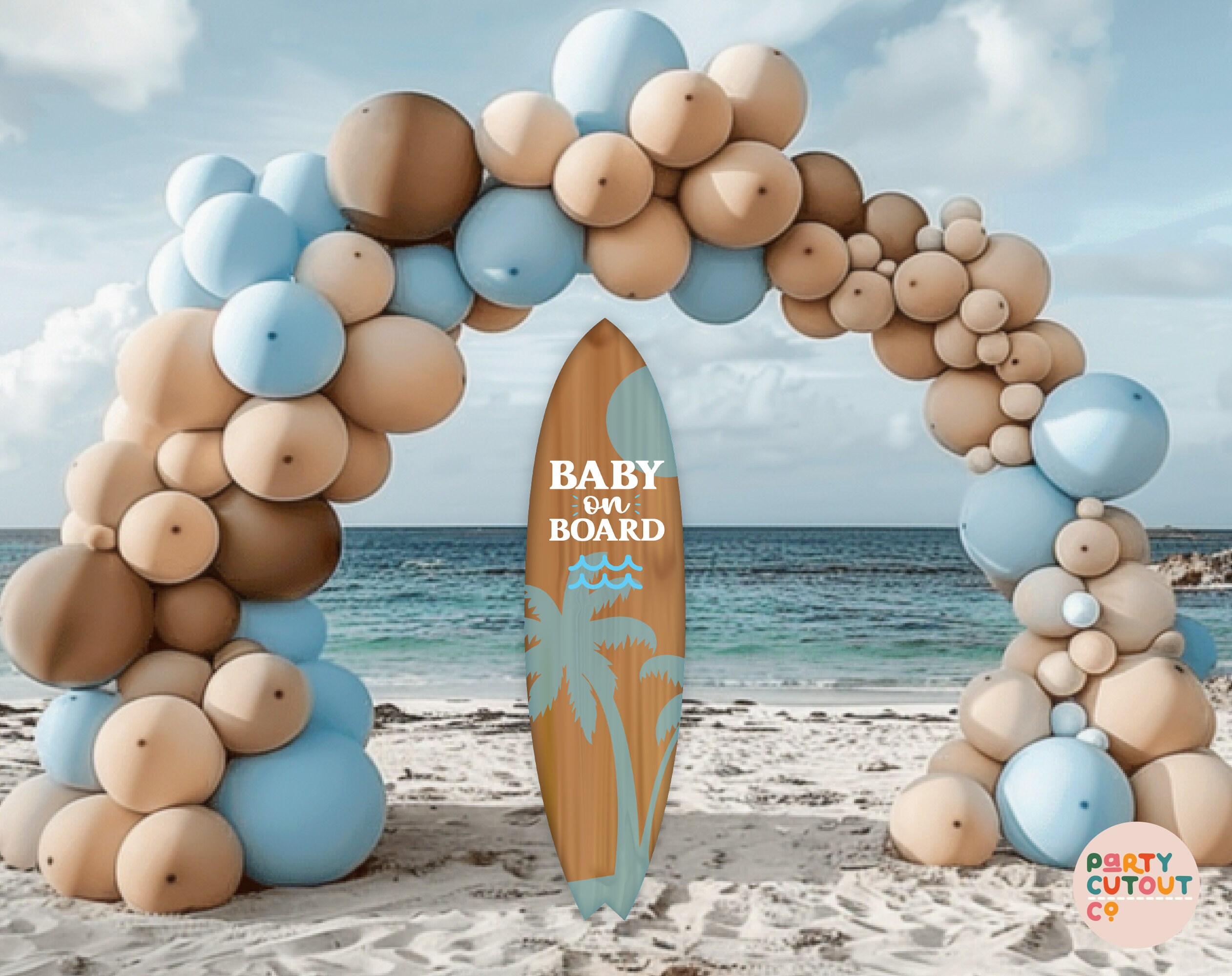 BIG CUTOUT Blue Surfboard Beach Party Boy Boho Beach Baby Shower ...