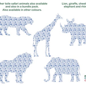 BIG CUTOUT Blue Chinoiserie Toile De Jouy Giraffe Blue Toile Safari ...