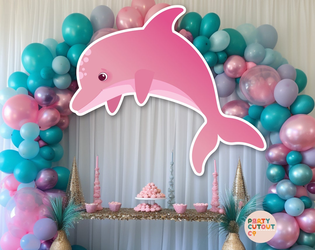 BIG CUTOUT Under the Sea Party Pink Dolphin Cutout Ocean Decoration ...