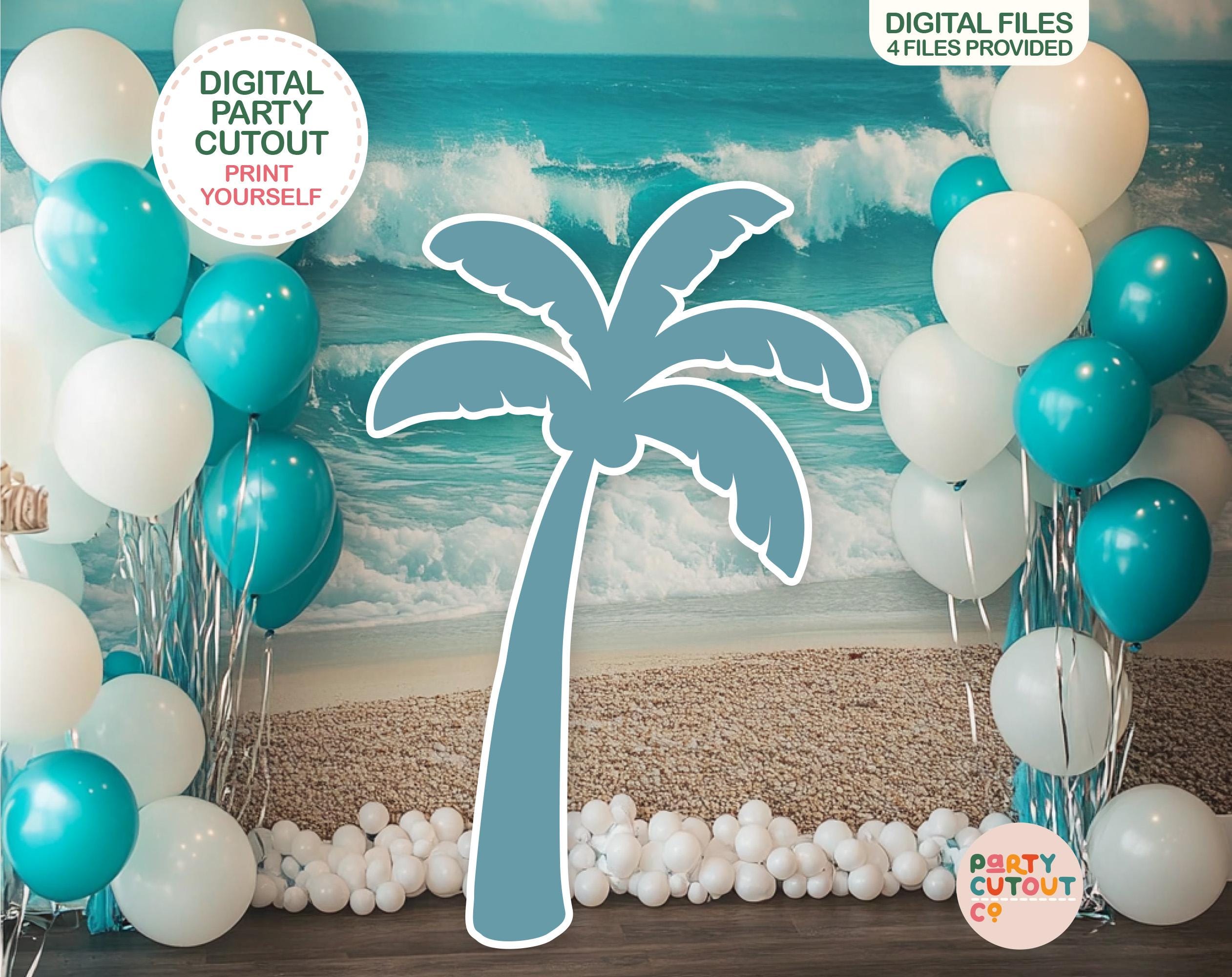 BIG CUTOUT Teal Palm Tree Cutout Beach Party Boho Baby Shower Ideas ...