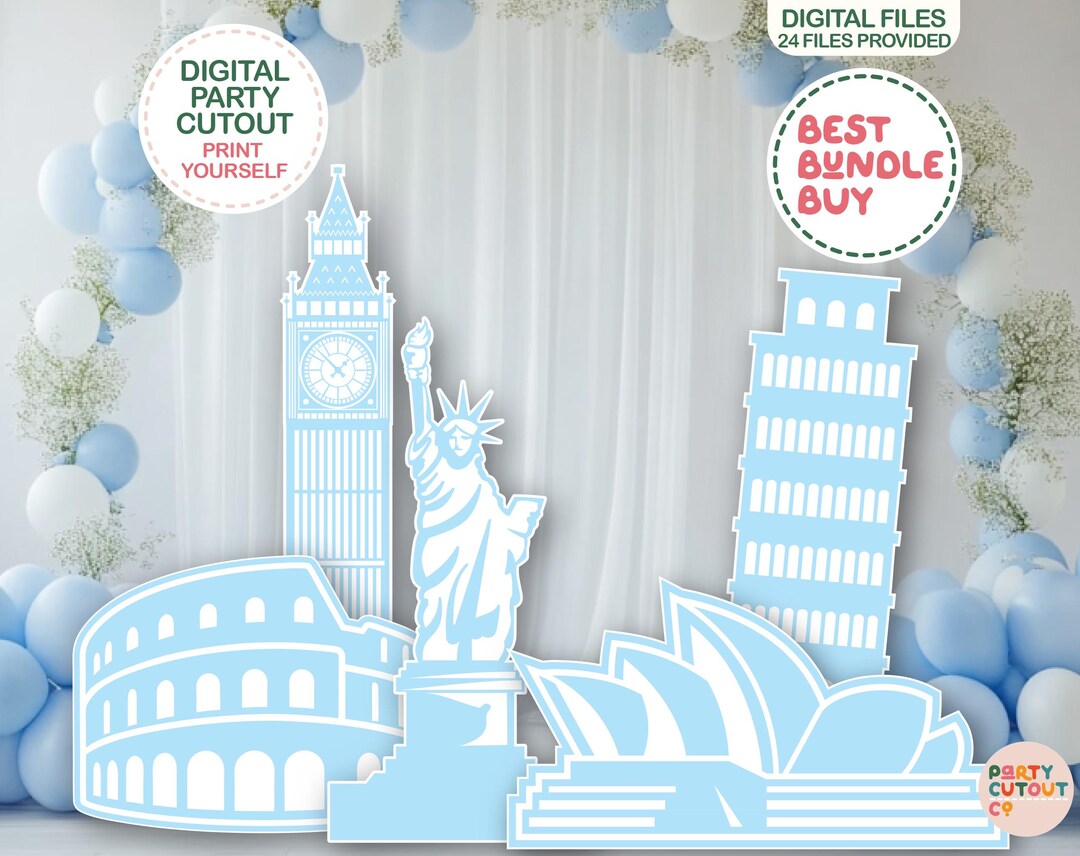 BIG CUTOUT Blue Travel Cutout Travel Party Plane Party Ideas Farewell ...