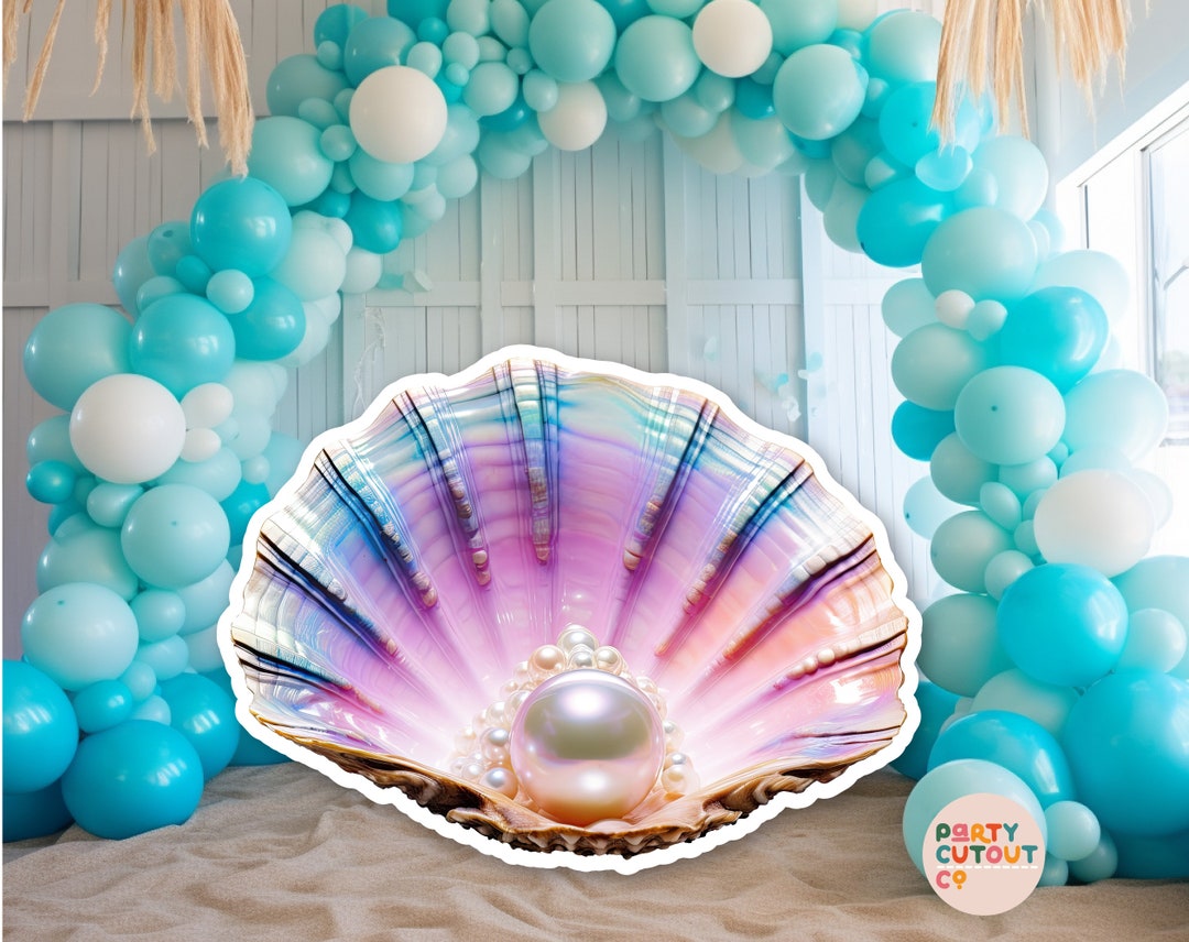 BIG CUTOUT Under the Sea Party Pearl in Clam Cutout Ocean Decoration ...