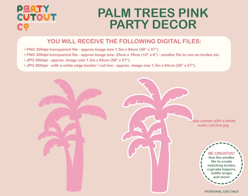 BIG CUTOUT Pink Palm Tree Beach Party Hippie Birthday Party 70s Party ...