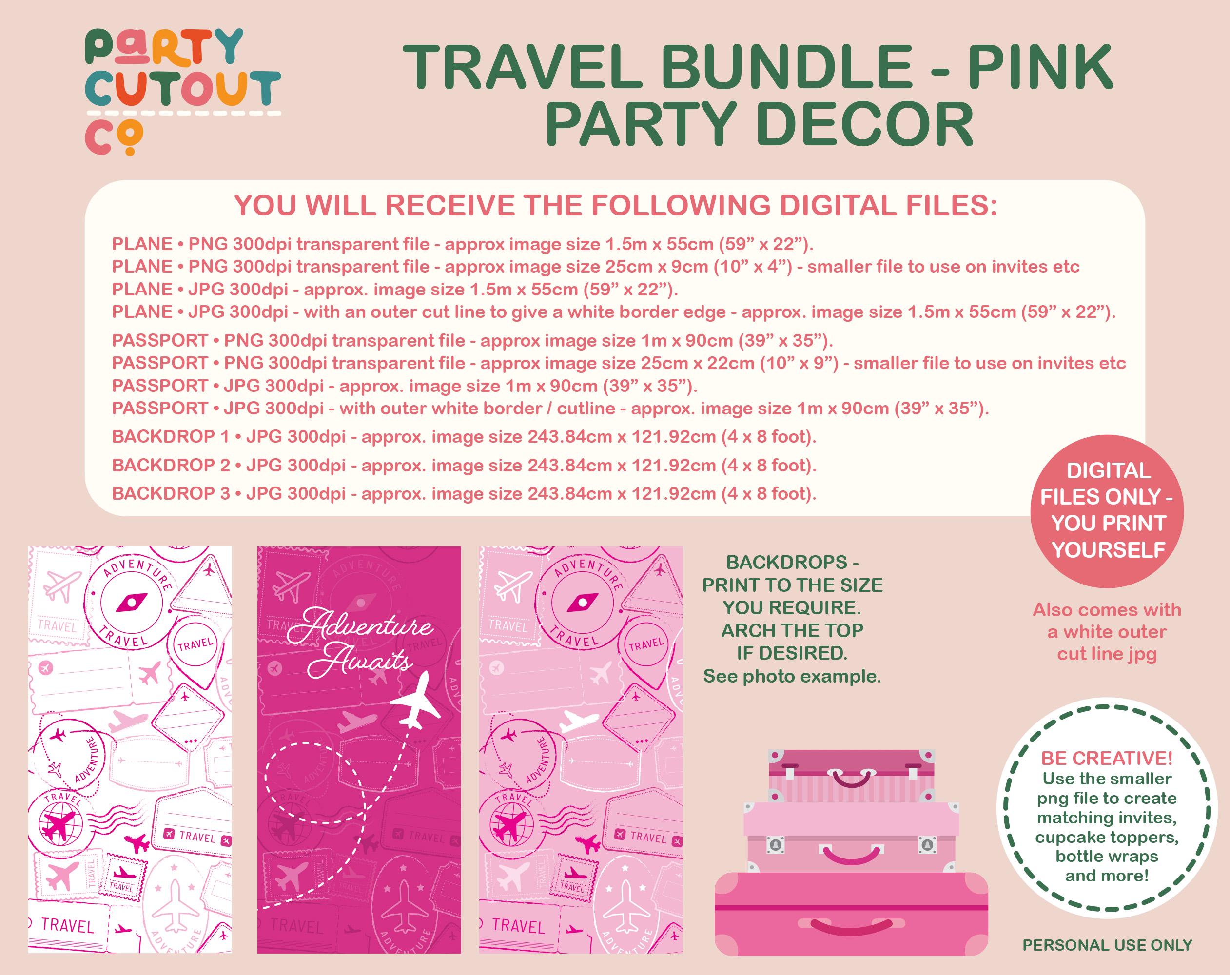 BIG CUTOUT Pink Travel Cutout Pink Plane Cutout Aircraft Baby Shower ...