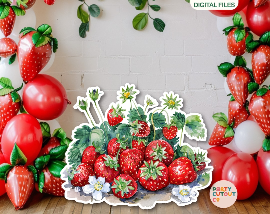 BIG CUTOUT Strawberry Party Strawberries and Flowers Fruit Birthday ...