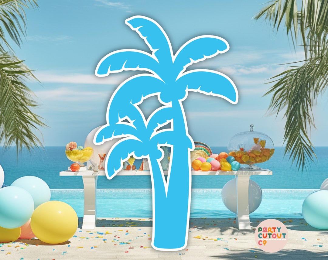 BIG CUTOUT Blue Palm Tree Beach Party Hippie Birthday Party 70s Party ...