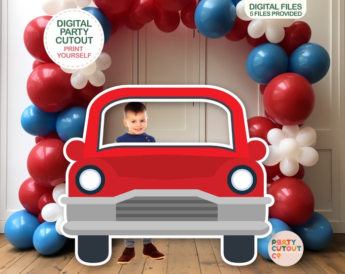 Car Frame Prop, Printable Red Car Photo Booth Frame, Kid's Birthday ...
