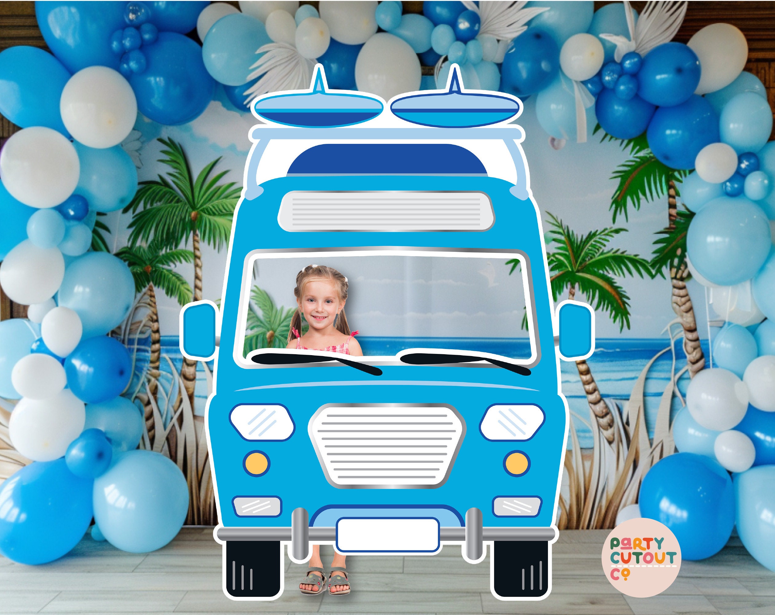 BIG CUTOUT Blue Camper Van Beach Van Groovy Party Hippie Party Love Bus ...