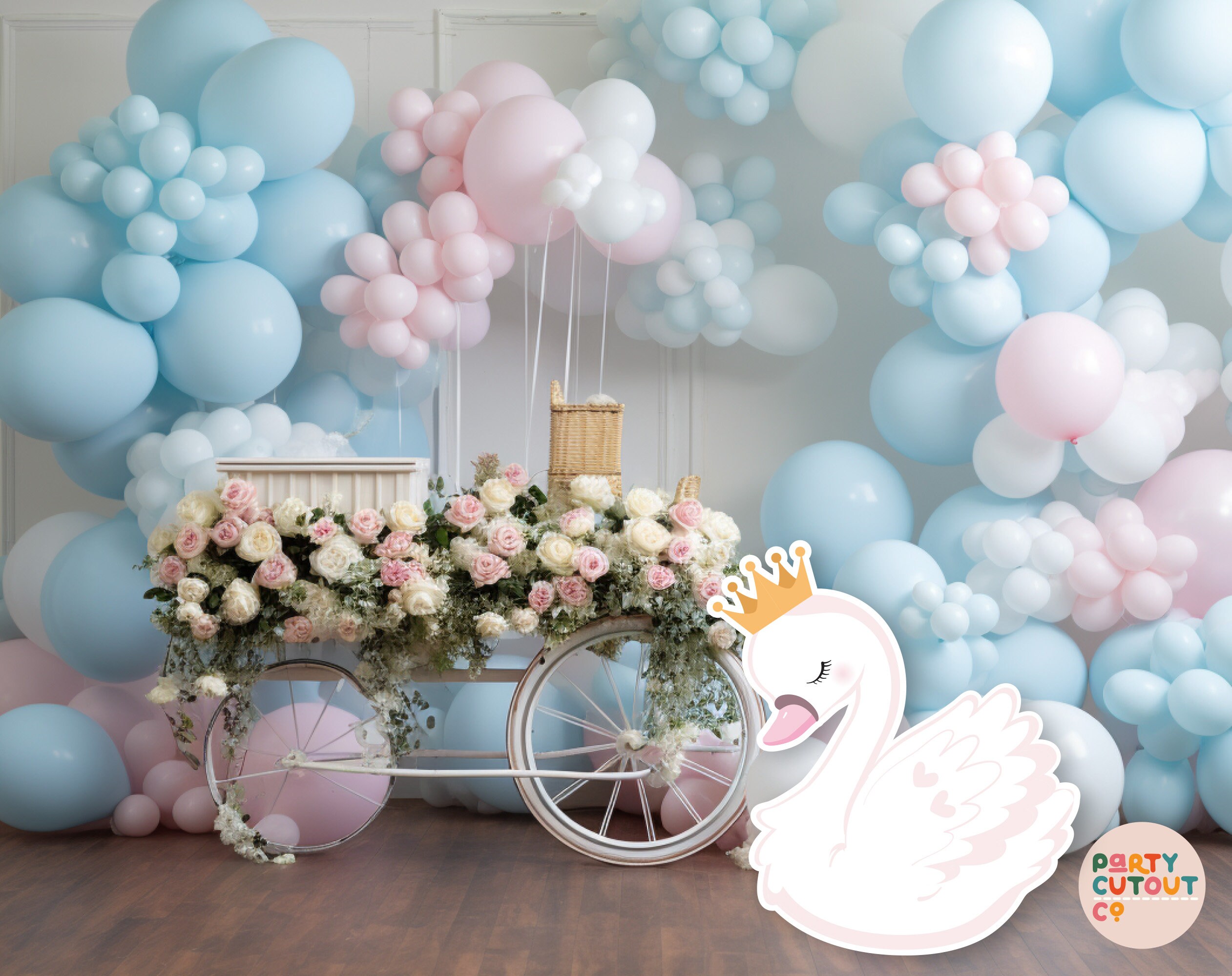 BIG CUTOUT White Swan With Gold Crown Swan Prop Ballet Party Prop White ...