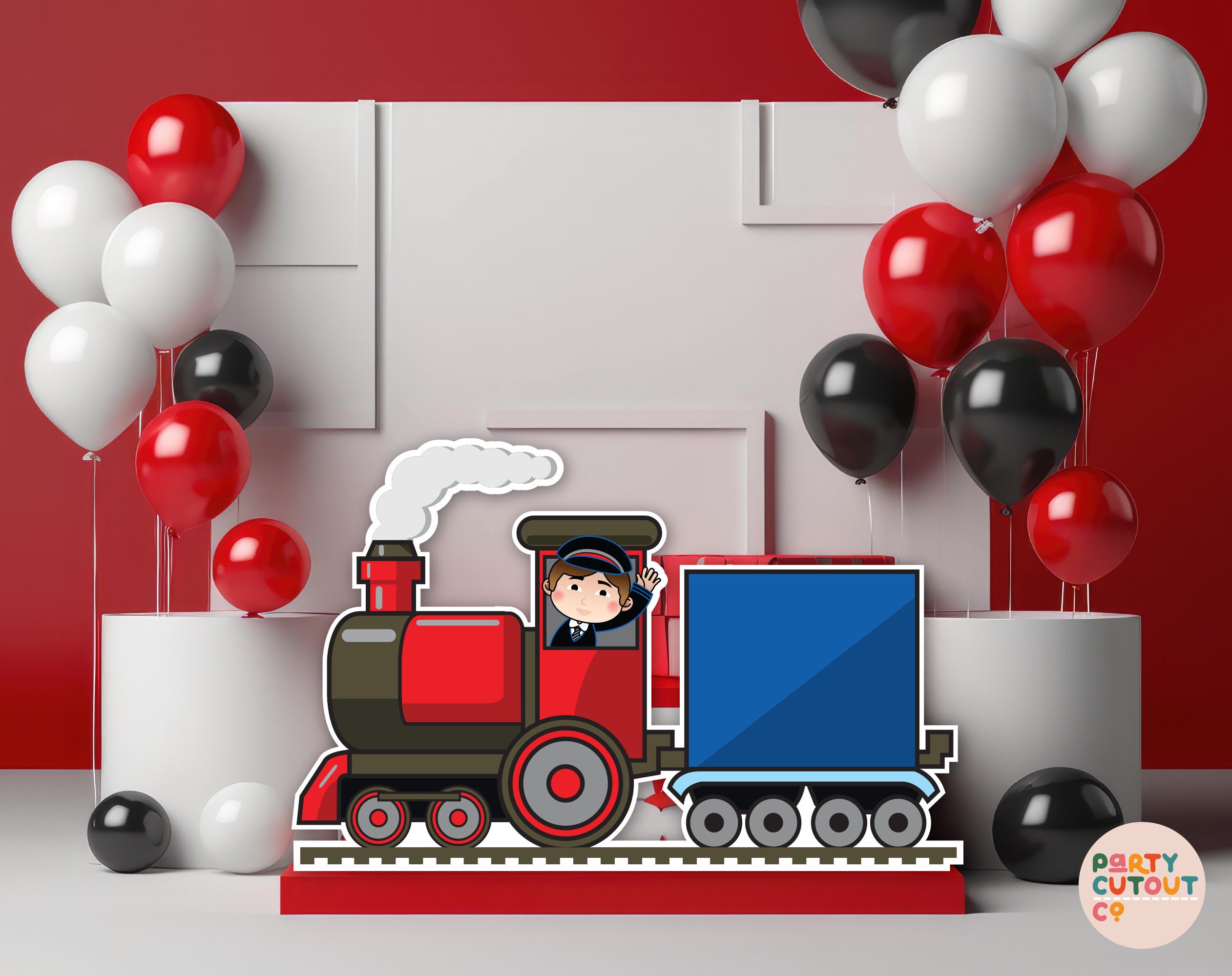 BIG CUTOUT Red Train Decoration Train Props Train Stand up Cutout Props ...