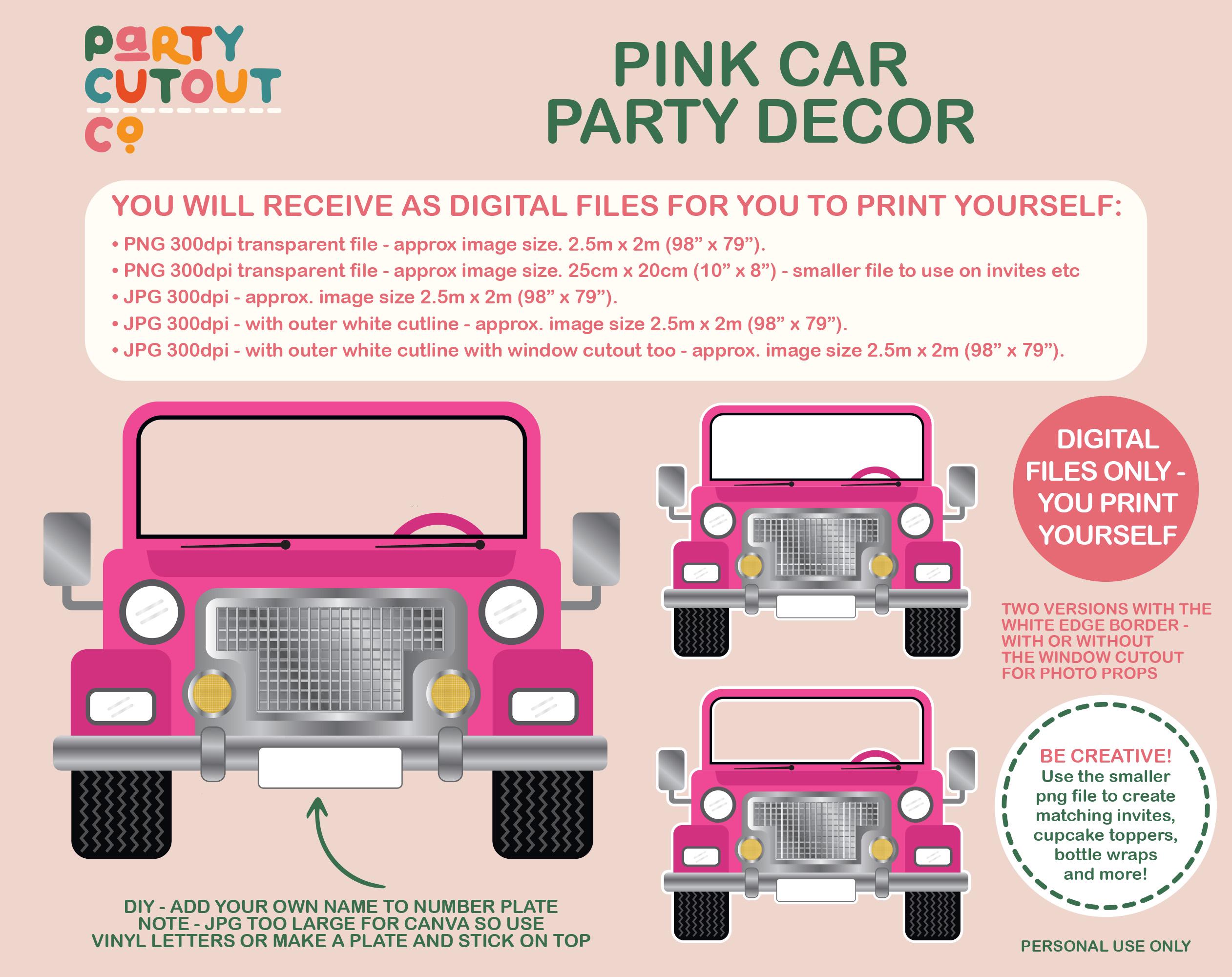 BIG CUTOUT Pink Truck Hot Pink Car Prop Car Photo Prop Car Cutout Beach ...