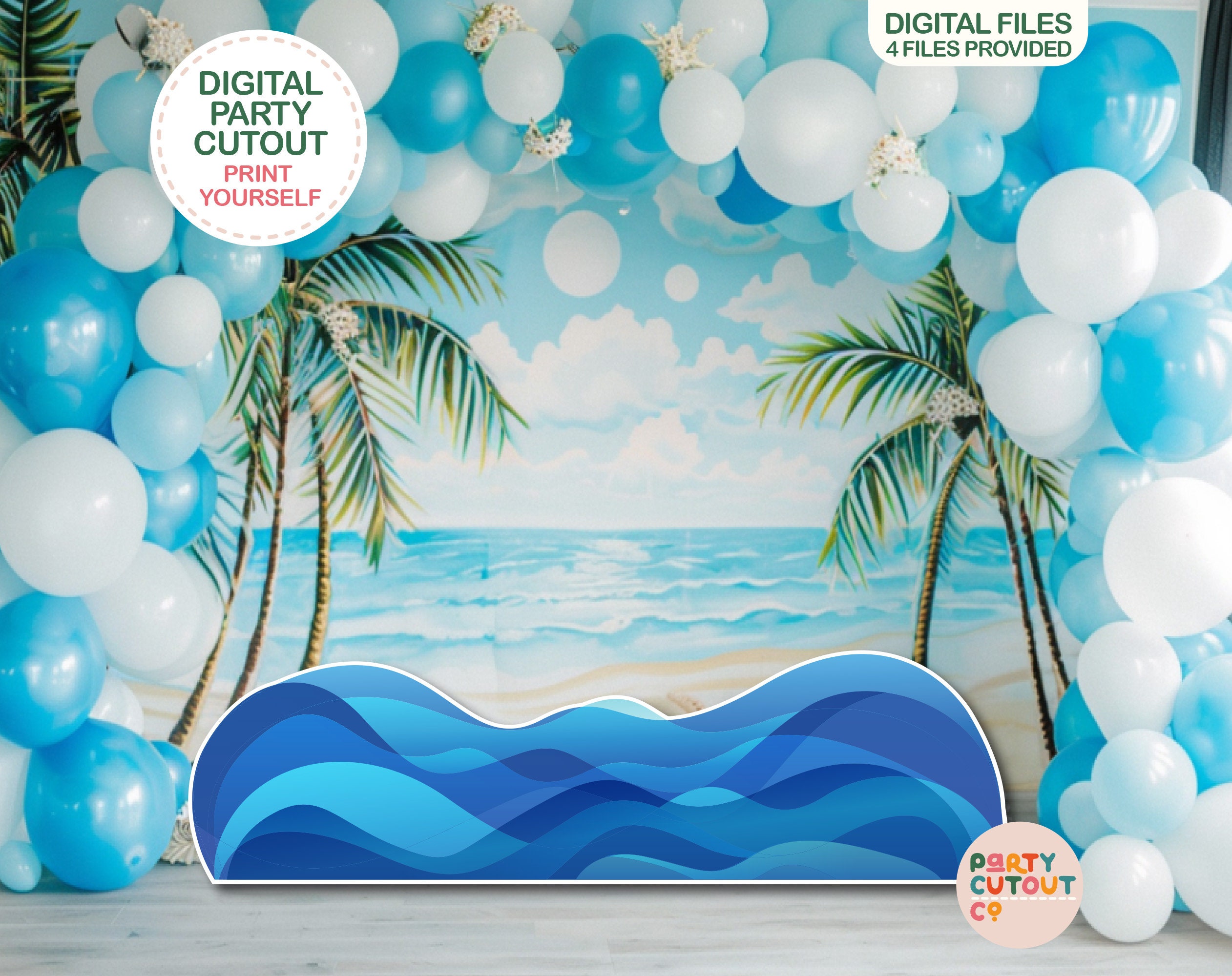 BIG CUTOUT Ocean Wave Beach Party Tropical Luau Birthday Party Under ...