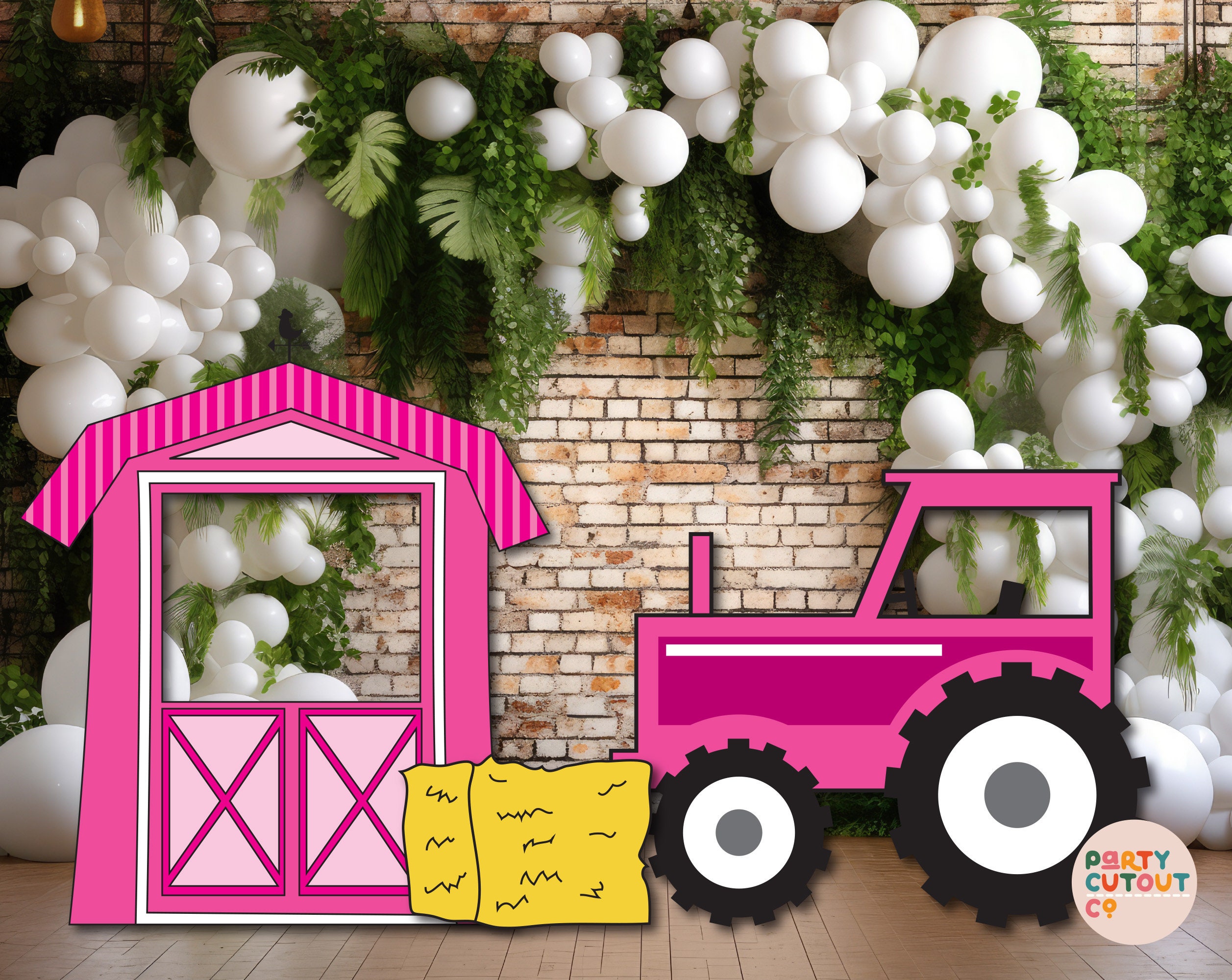 BIG CUTOUT Farm Cutout Tractor Props Orange Farm Decorations Barn Prop ...