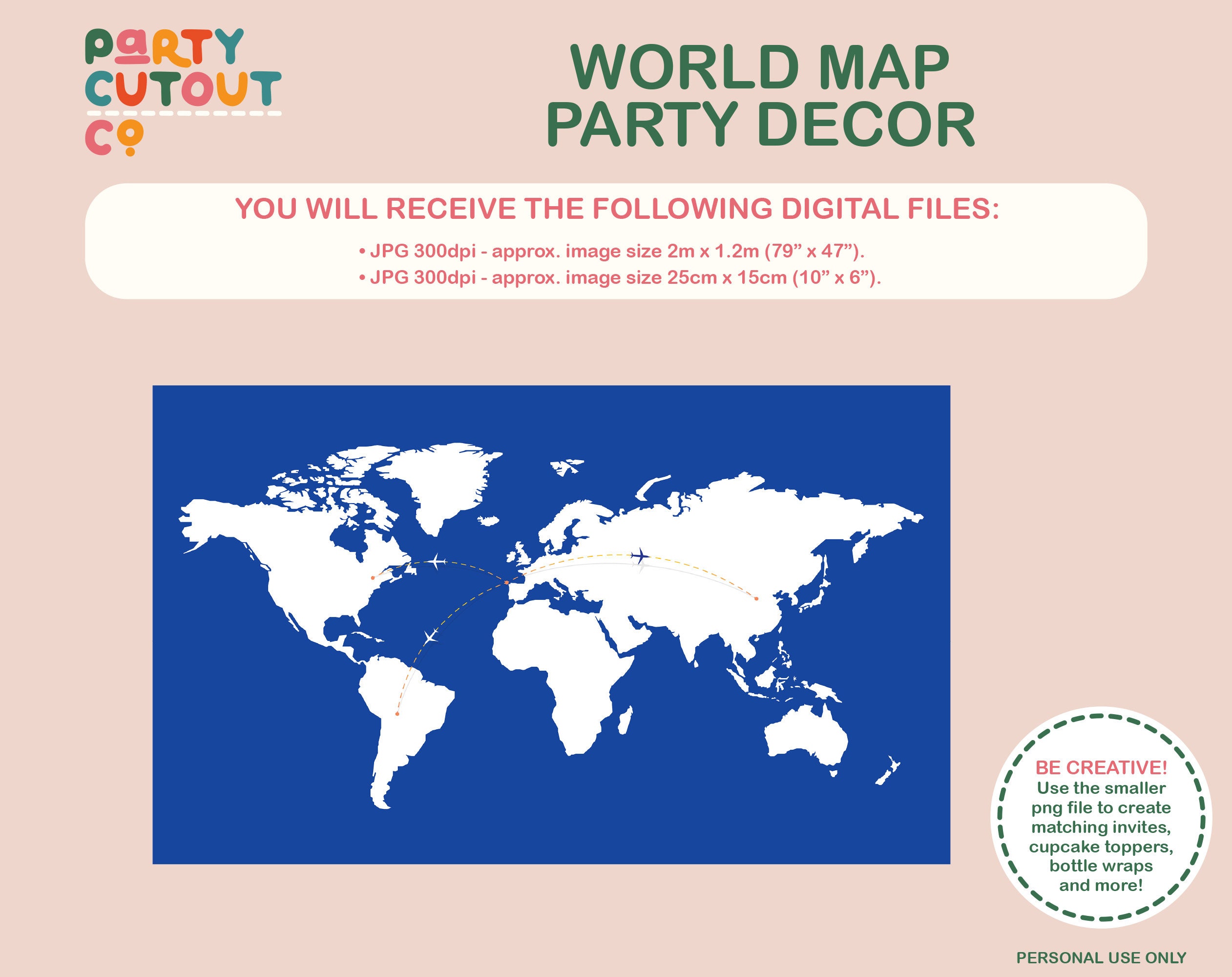 BIG BANNER Travel Party World Map Map Cutout Plane Party World Flights ...