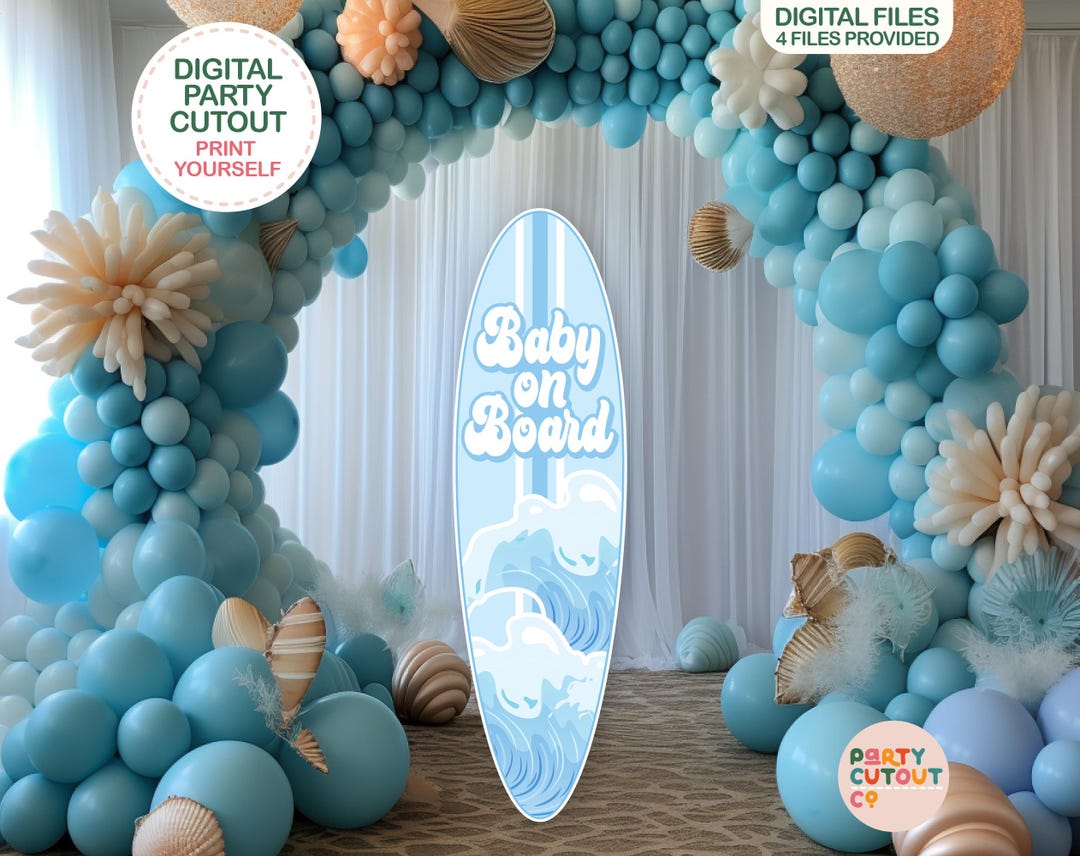BIG CUTOUT Baby on Board Sign Prop Beach Party Surf Party Ocean Wave ...
