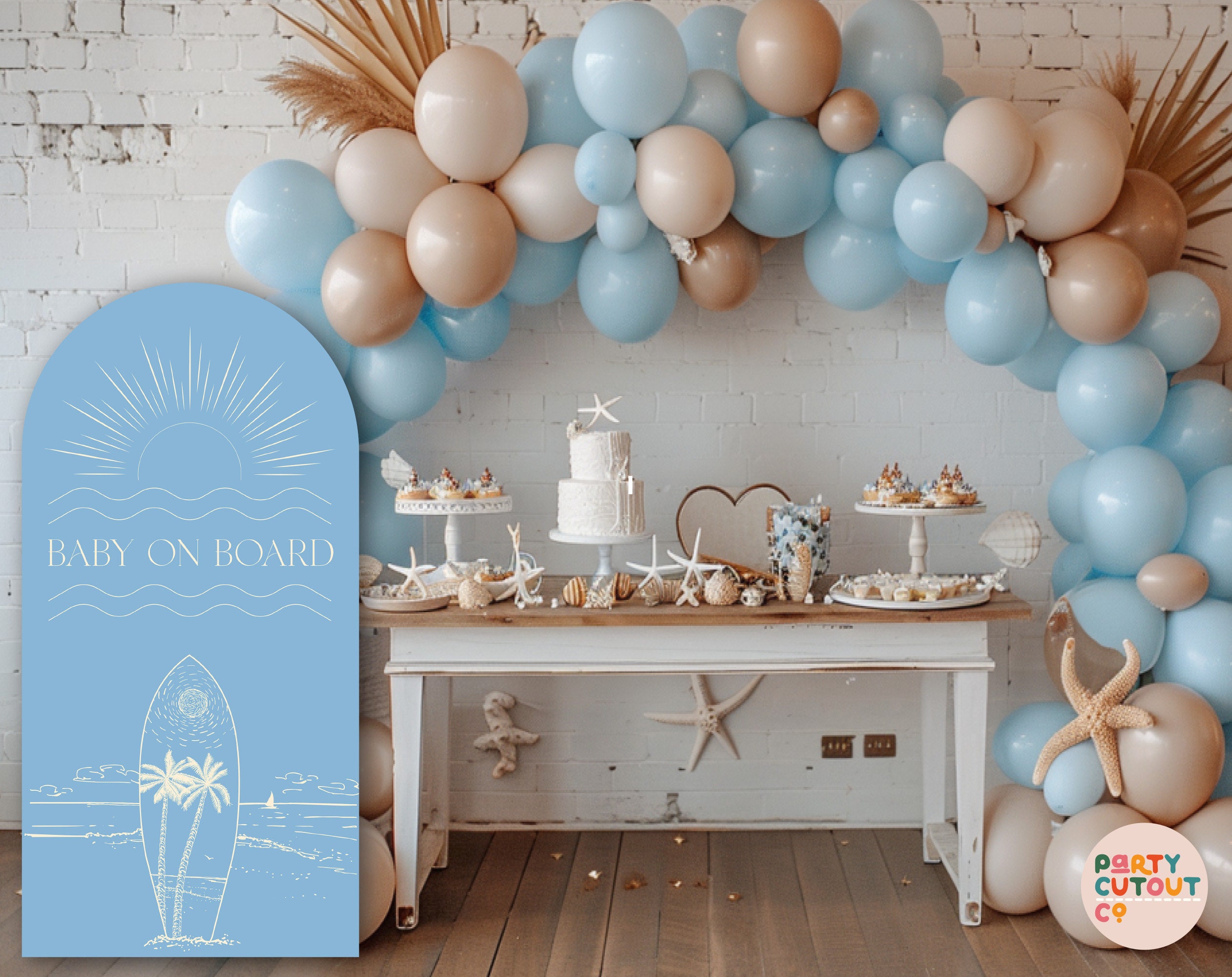 BIG BACKDROPS Beach Theme Baby Shower Boy Boho Baby Shower Party Decor ...