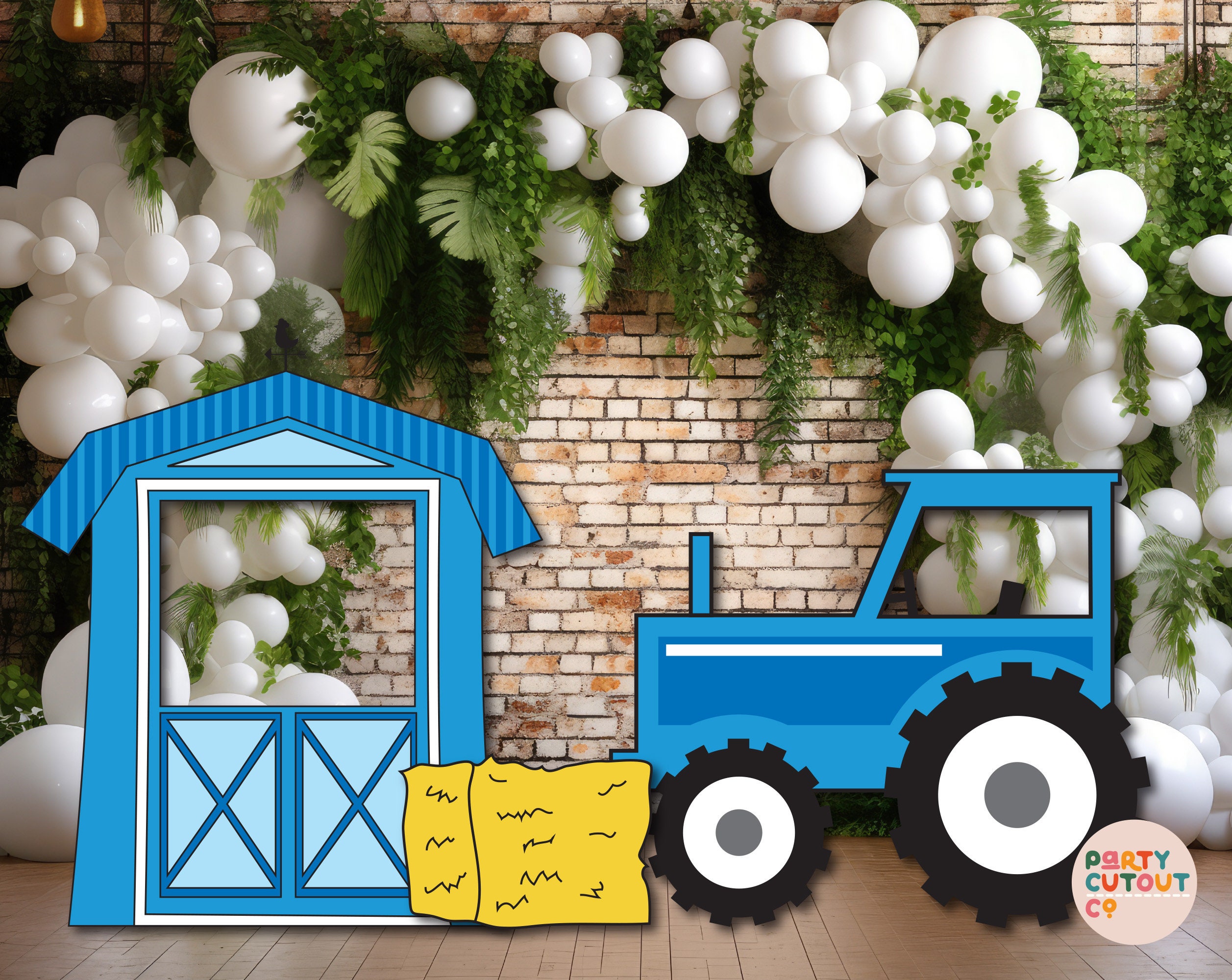 BIG CUTOUT, Blue Farm Decorations, Tractor Props, Barn Prop, Hay Bail ...