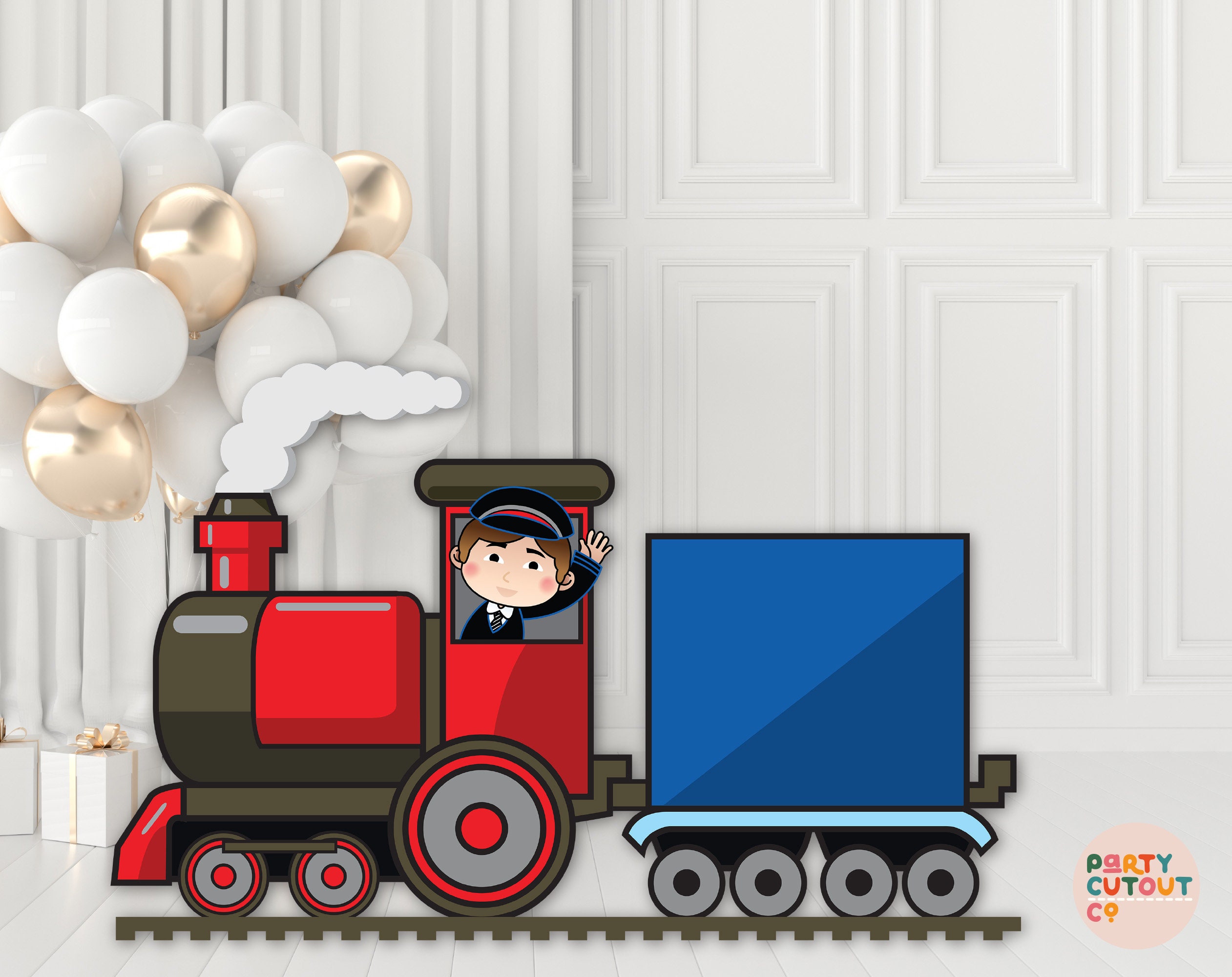 BIG CUTOUT Red Train Decoration Train Props Train Stand up Cutout Props ...