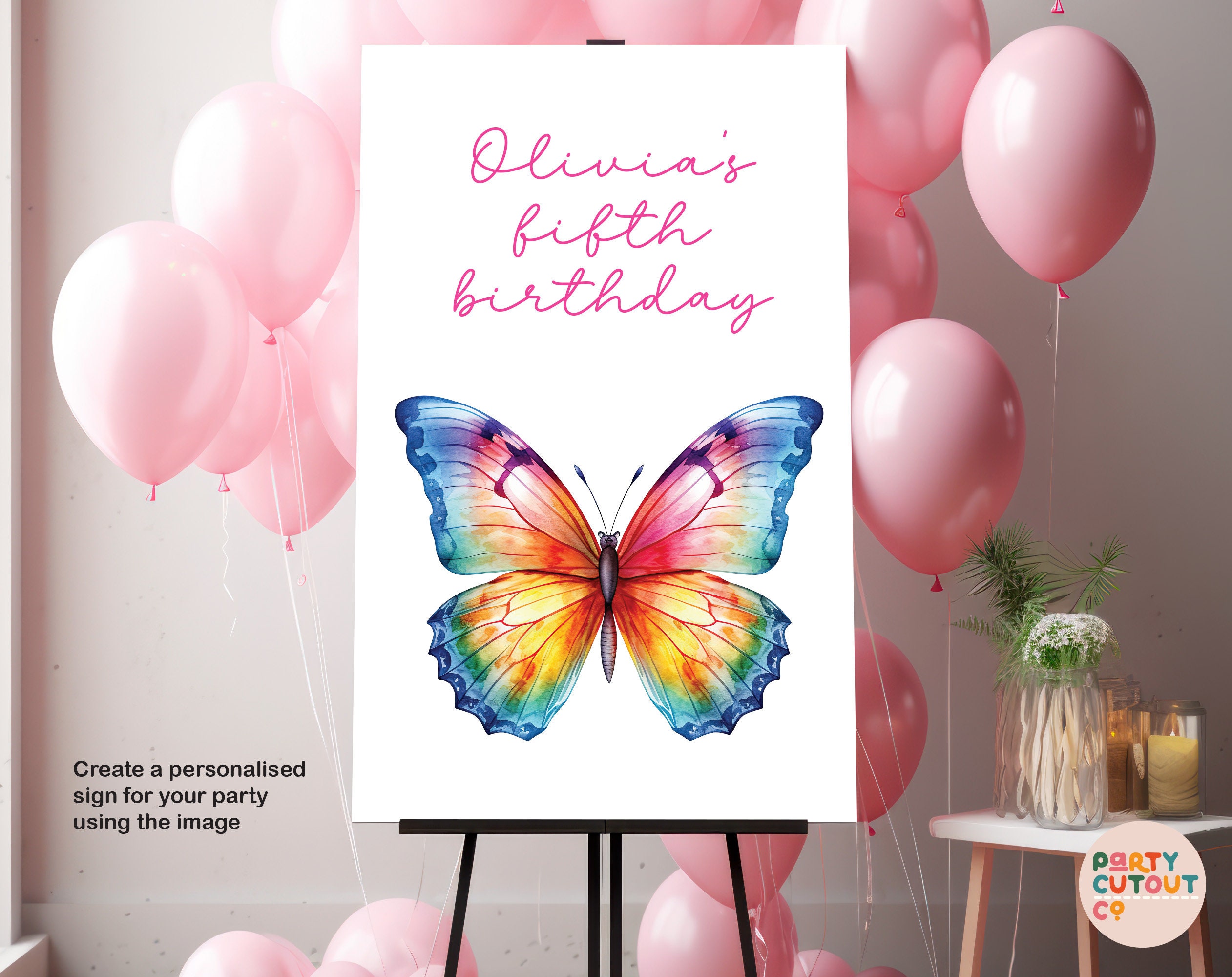 BIG CUTOUT Butterfly Party Butterfly Cutout Rainbow Watercolour ...