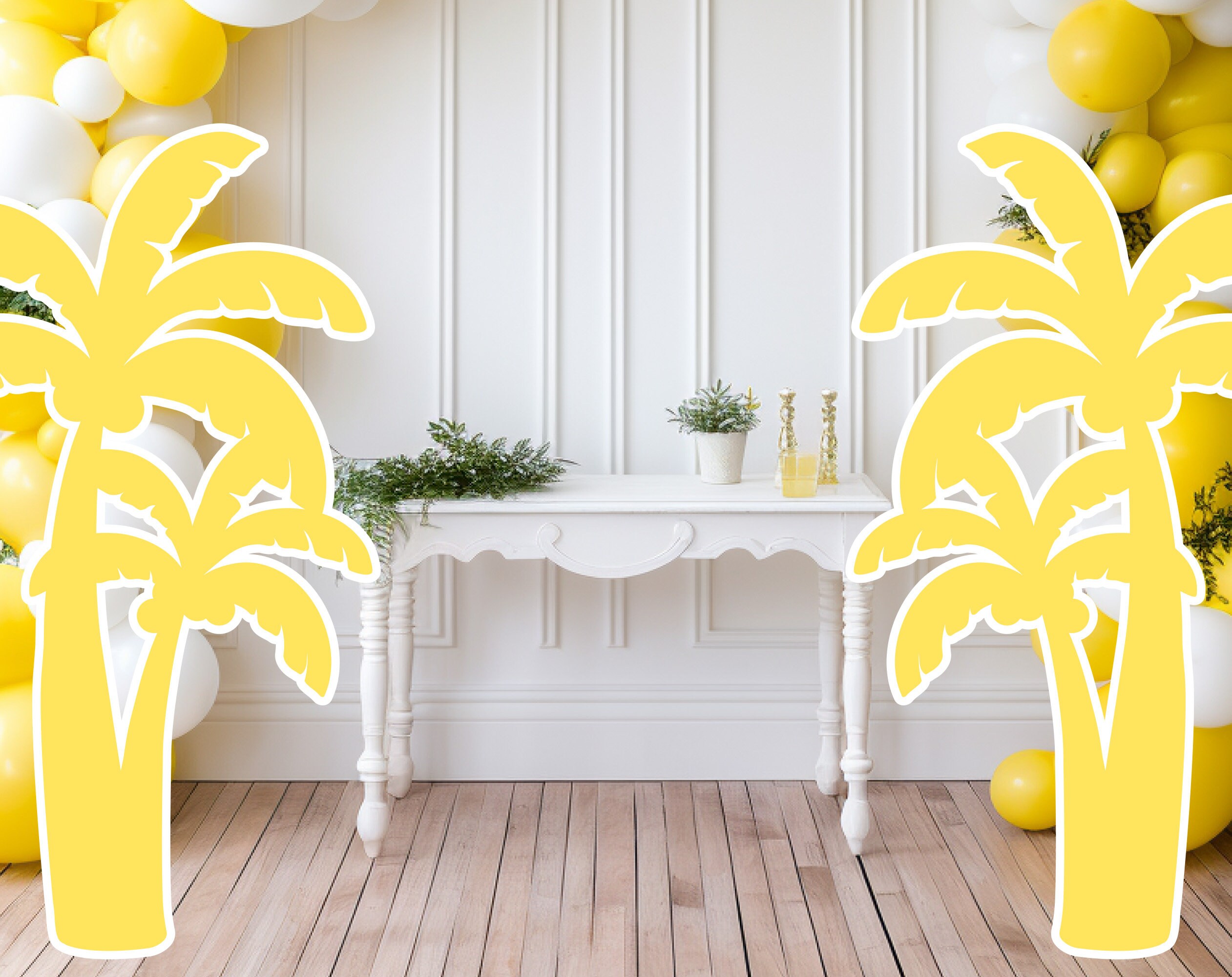 BIG CUTOUT Yellow Palm Tree Beach Party Hippie Birthday 70s Party Pool ...