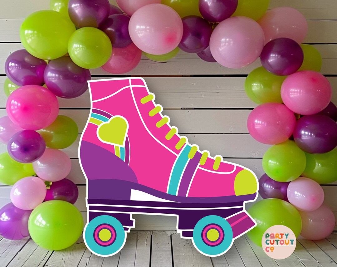 BIG CUTOUT Pink Rollerskate Roller-skating Party Rollerskating Prop ...