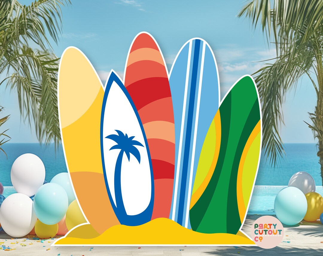 BIG CUTOUT Surfboard Beach Party Surfing Birthday Party Pool Party ...