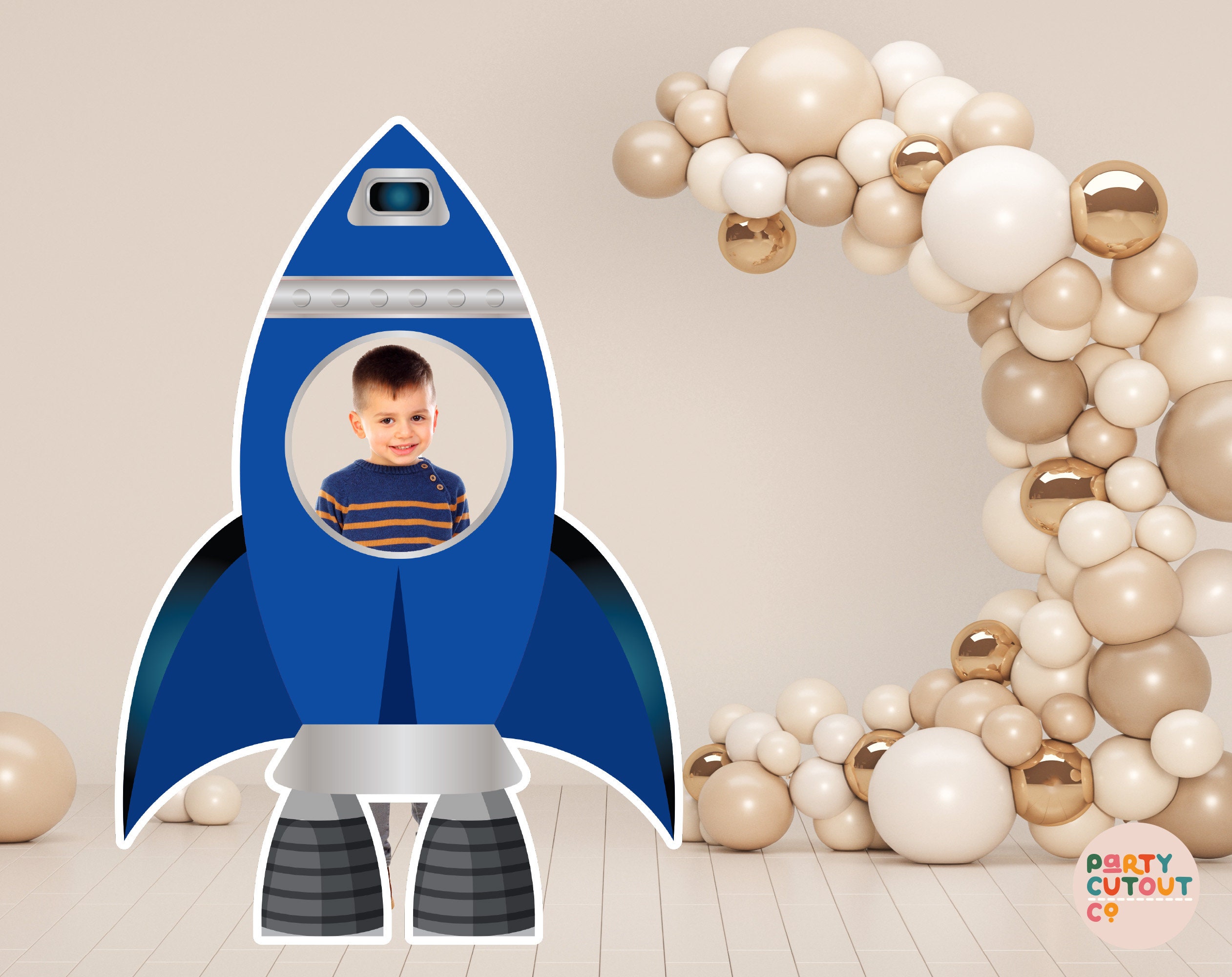 BIG CUTOUT Rocket Birthday Party Space Decorations Photo Prop Blue ...