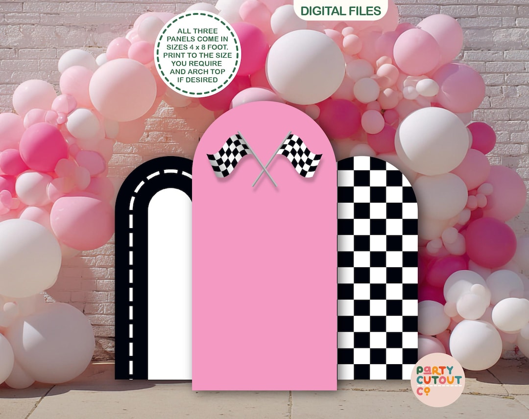 BIG BACKDROP Pink Racing Wall Prop Racing Car Backboard Race Track ...