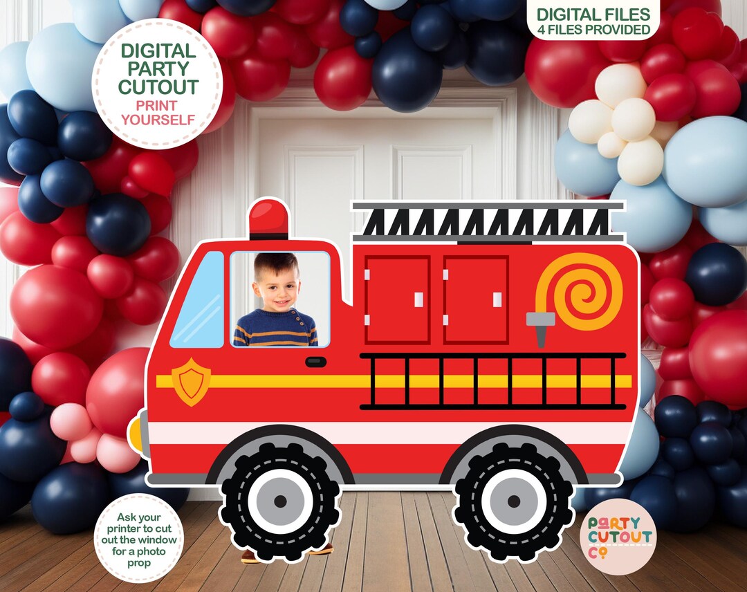 BIG CUTOUT Red Fire Truck Cutout Firetruck Cutout Fire Brigade Prop ...