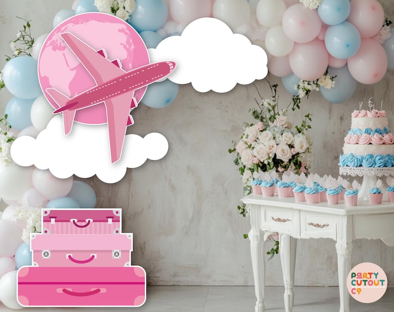 BIG CUTOUT Pink Travel Cutouts Pink Aeroplane Cutout Aircraft Baby ...