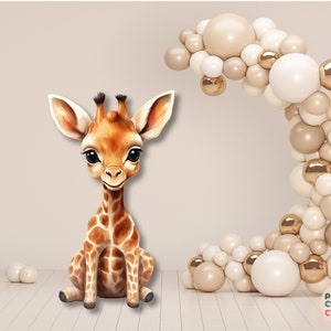 BIG CUTOUT Jungle Baby Giraffe Animal Decorations African Safari Theme ...