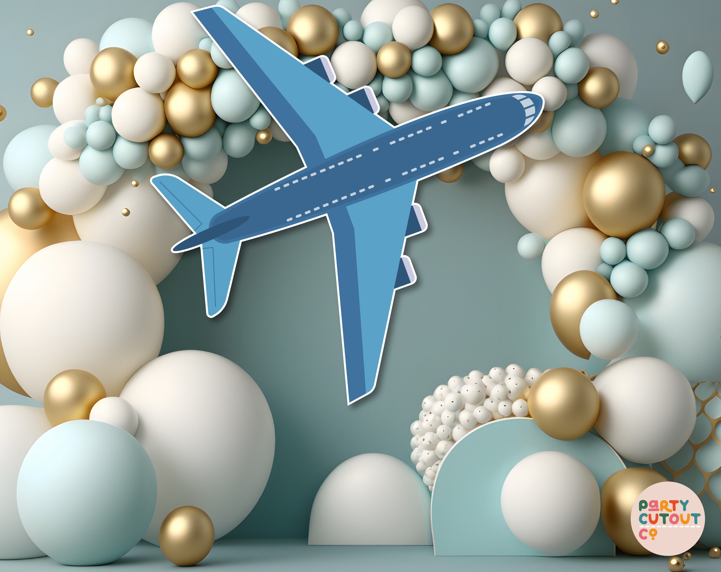 BIG CUTOUT Blue Plane Decoration Aircraft Props Stand up Cutout Props ...
