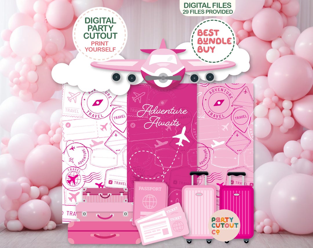 BIG CUTOUT Pink Travel Cutout Pink Plane Cutout Aircraft Baby Shower ...