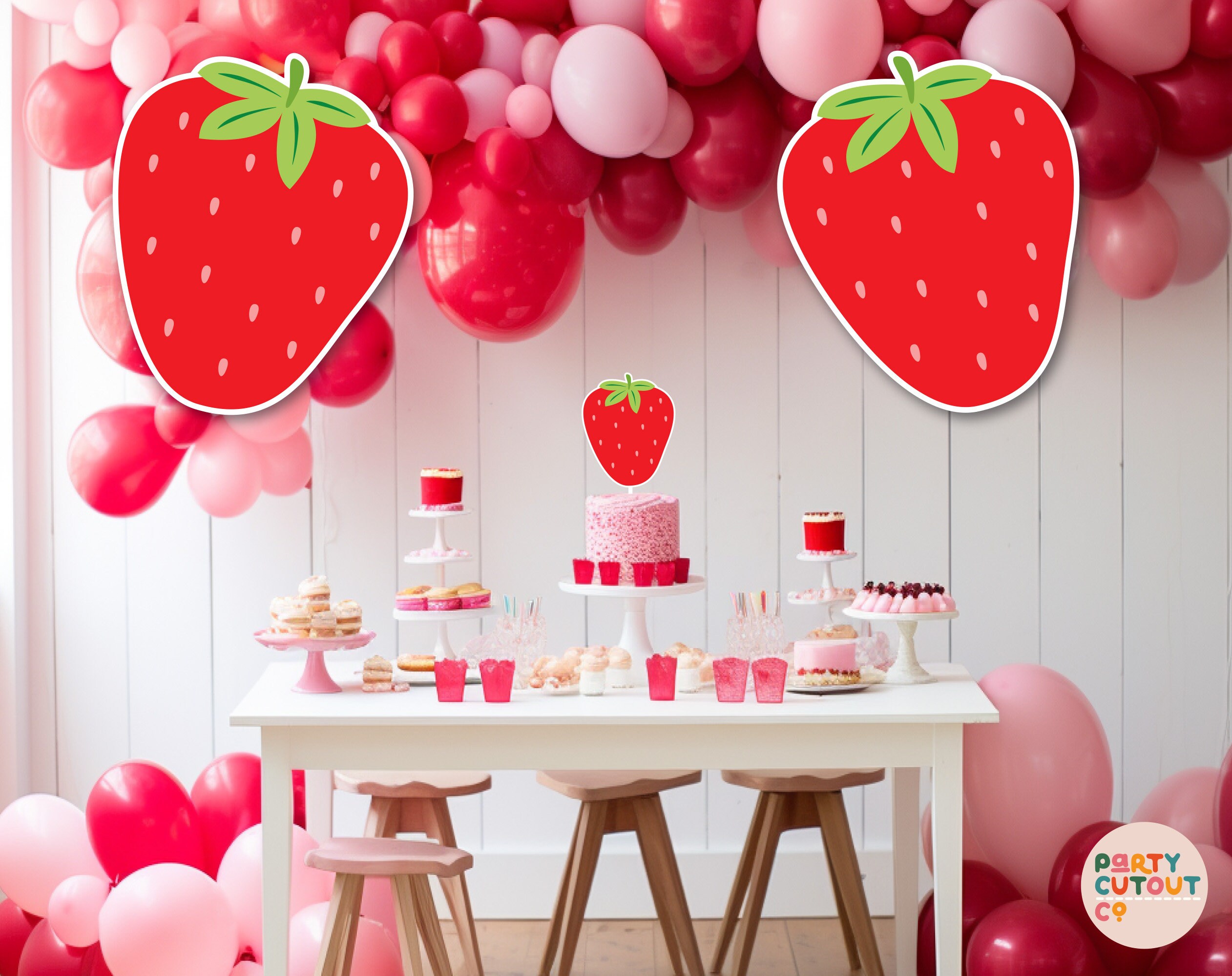 BIG CUTOUT Strawberry Party Strawberry Decoration Fruit Birthday Party ...