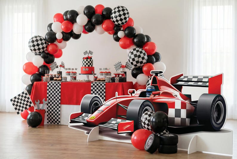 BIG CUTOUT Racing Car Decoration Prop Stand up Cutout Birthday Decor ...